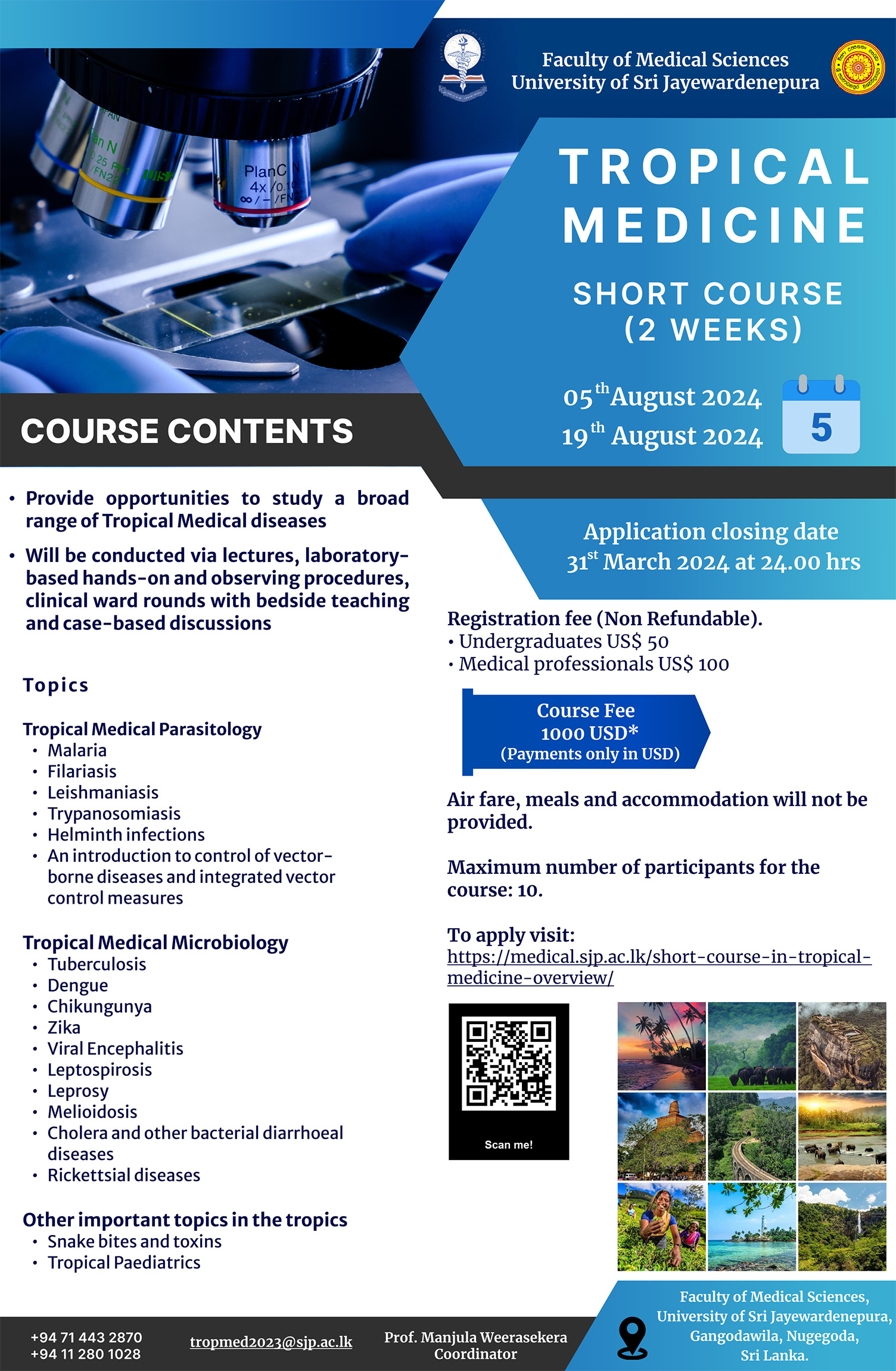 Short Course in Tropical Medicine – Overview – Faculty of Medical Sciences